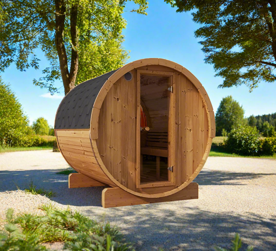 SaunaLife Model E7W ERGO Series 4-Person Sauna Barrel with Rear Window ...