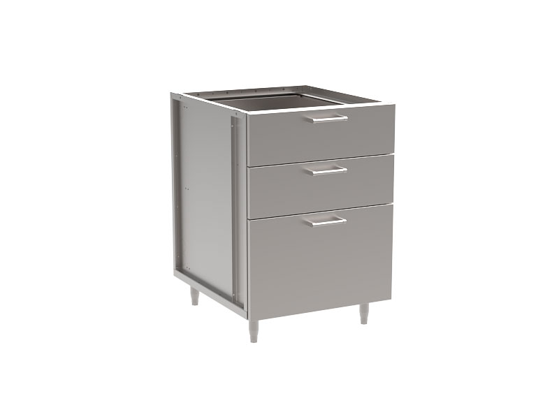 JW Metal Cabinets - Two Quarter Drawers With One Half Drawer - Aluminu ...